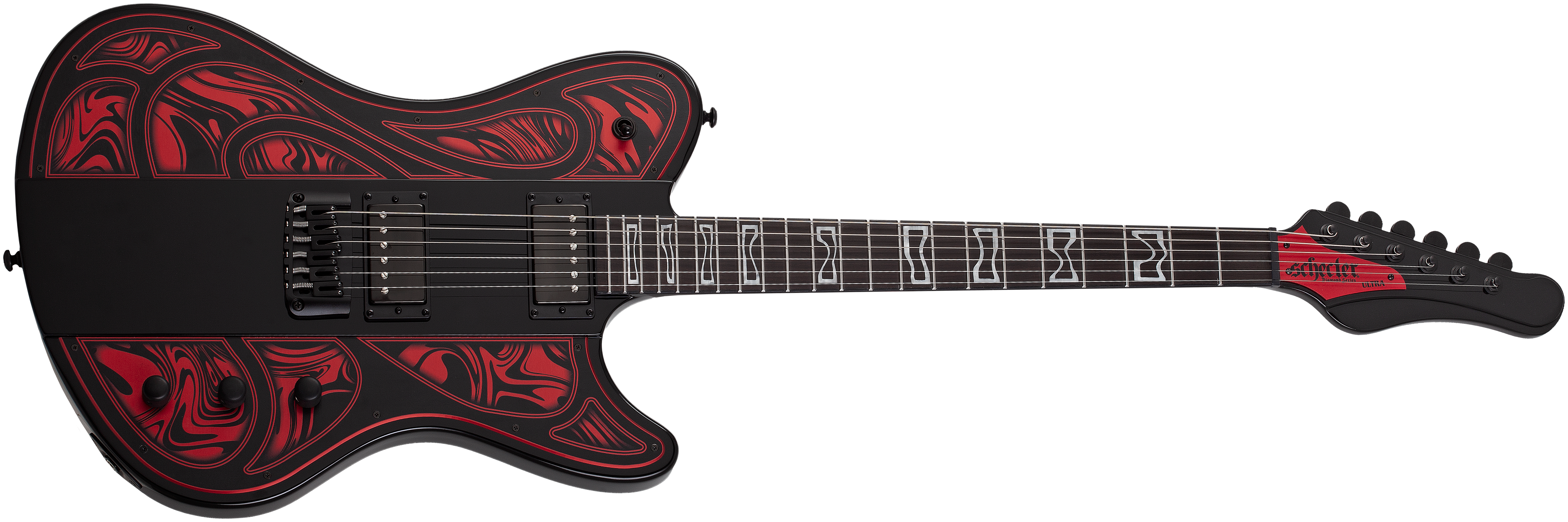 SCHECTER Electric Guitar, Ultra Pryzm Mercury Rose, Gloss Black